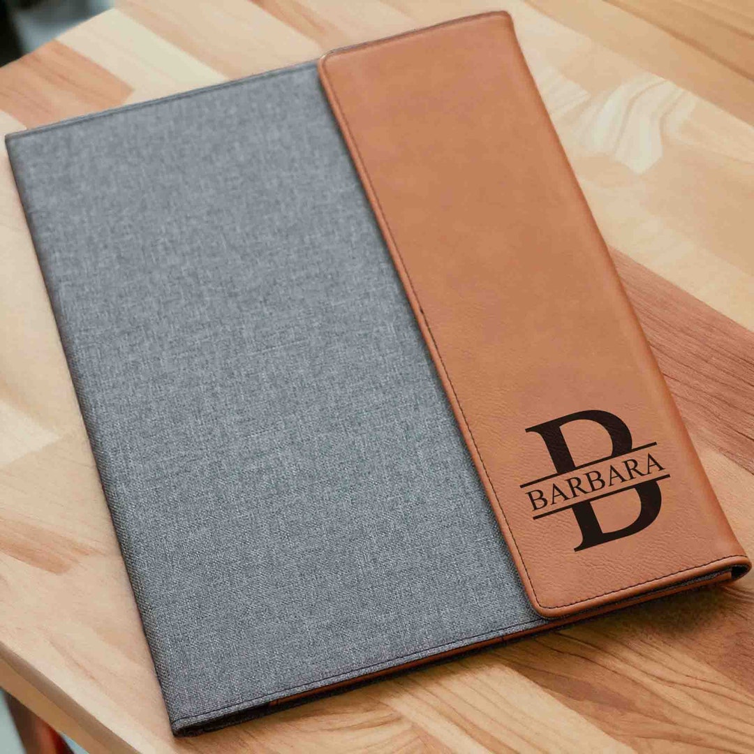 Personalized Refillable Portfolio, Custom Monogram Leather Portfolio ...
