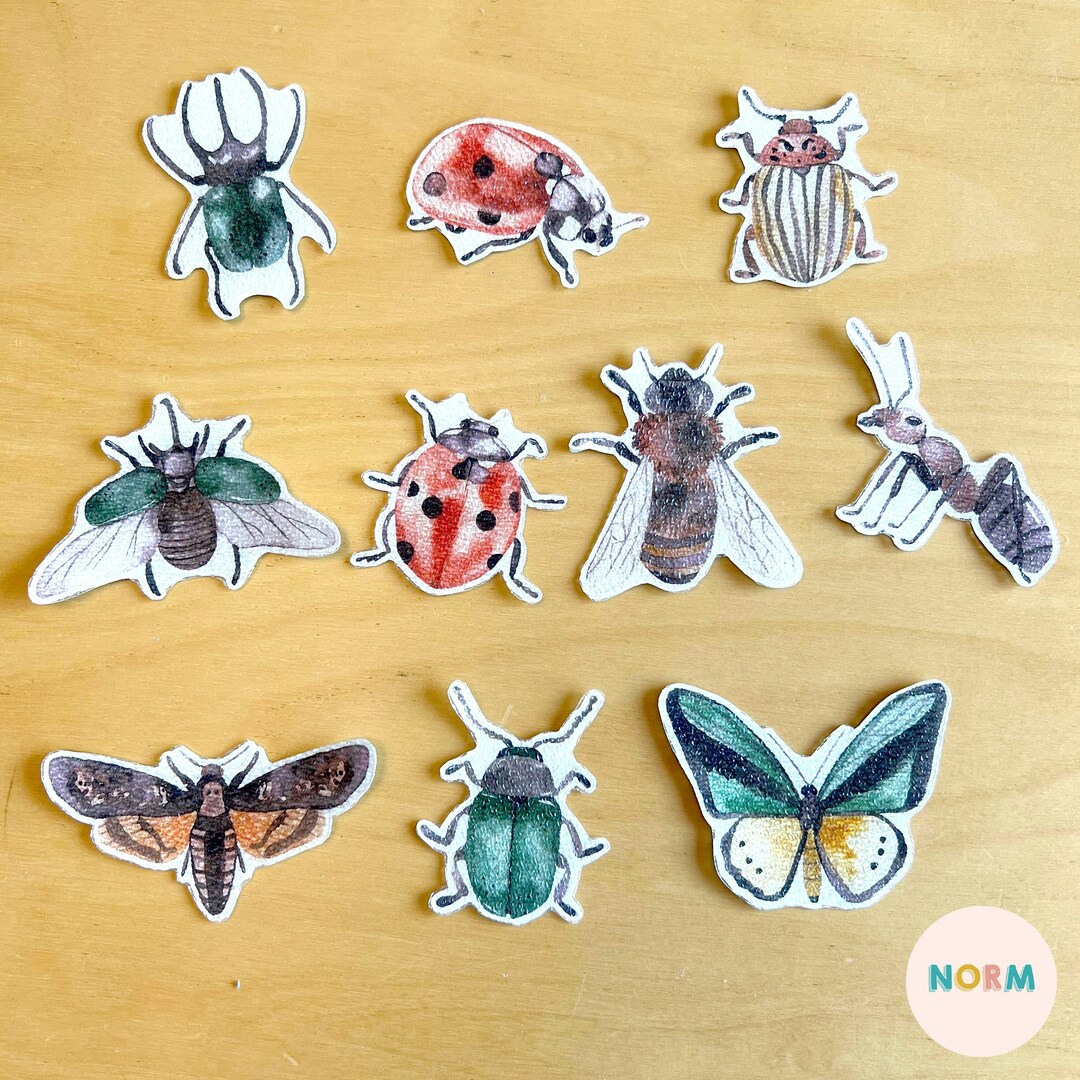 Set of 10 Insects Calm Sensory Texture Self-care Stickers Adhesive ...