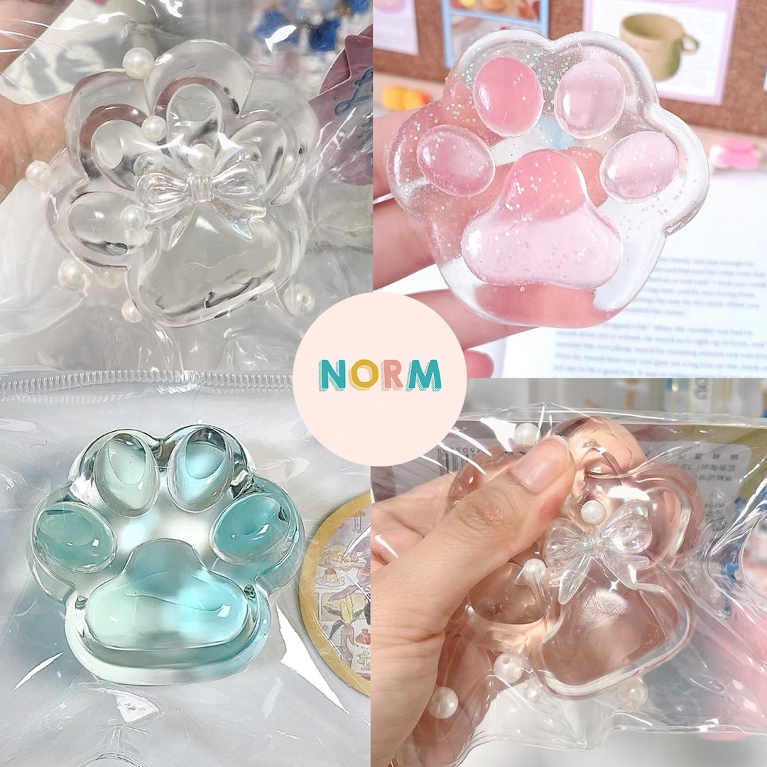 Clear Cat Paw Jelly Squishy Fidget Toy Stress Reliever for Adult Sensory Toy Gift ADHD Anxiety ...