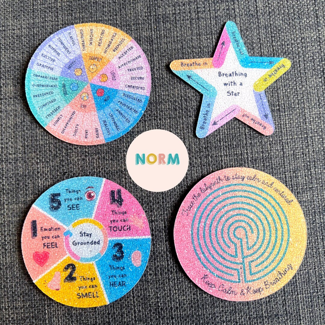 4pc Anxiety Sensory Breathing Stickers Mindfulness Calming Strips ...