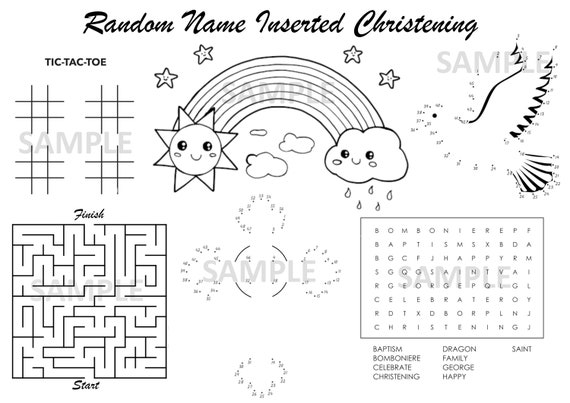Christening / Baptism Kids Activity Sheet Double Sided Digital - Etsy