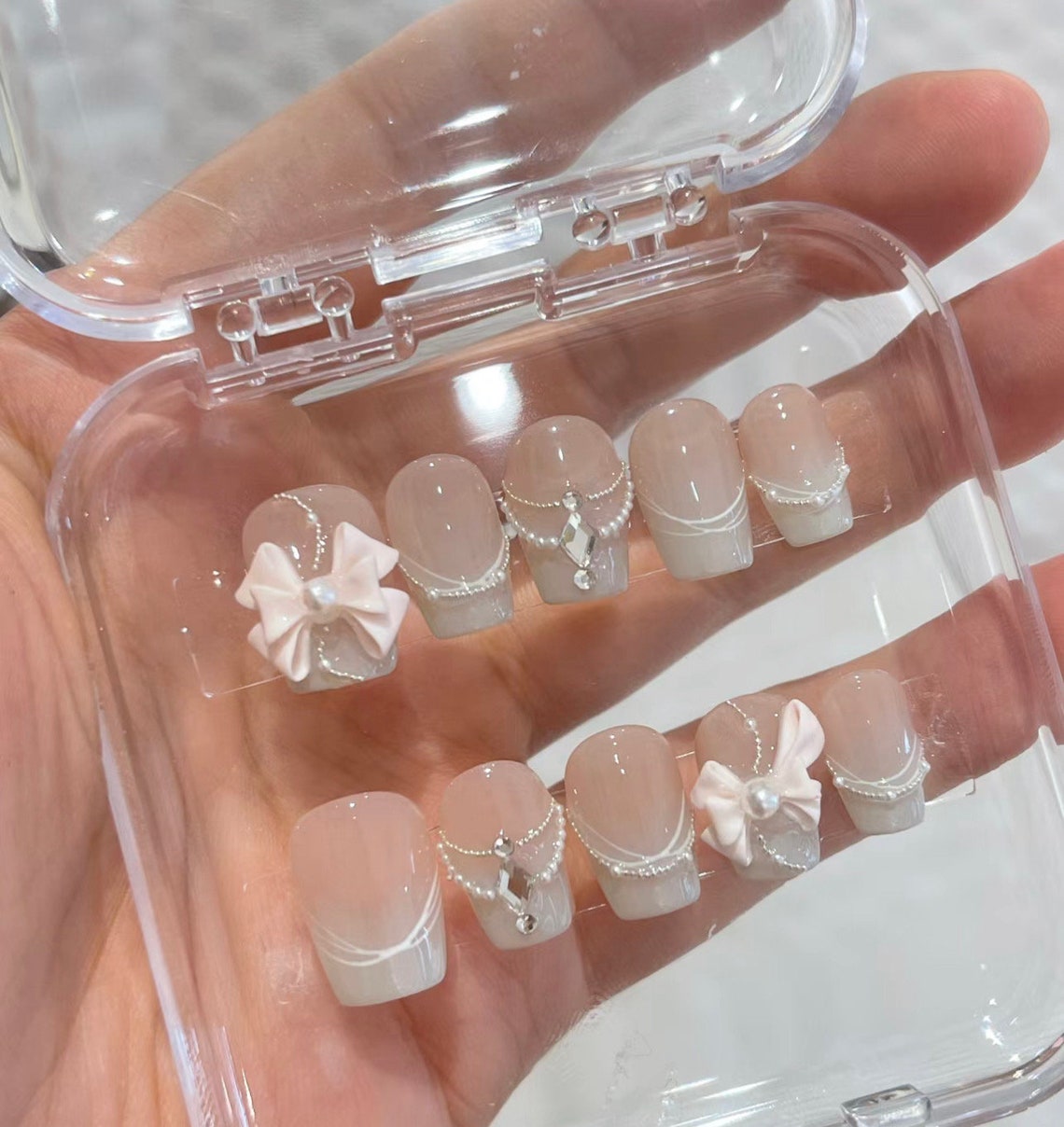 Reusable Simple French Press Nails, False Nails, Crystal Press Nails ...