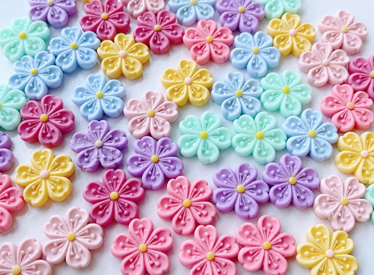 10pcs Mixed Flowers Crystal Cute Cabochons, DIY Crafts, Fruits Cabochon ...
