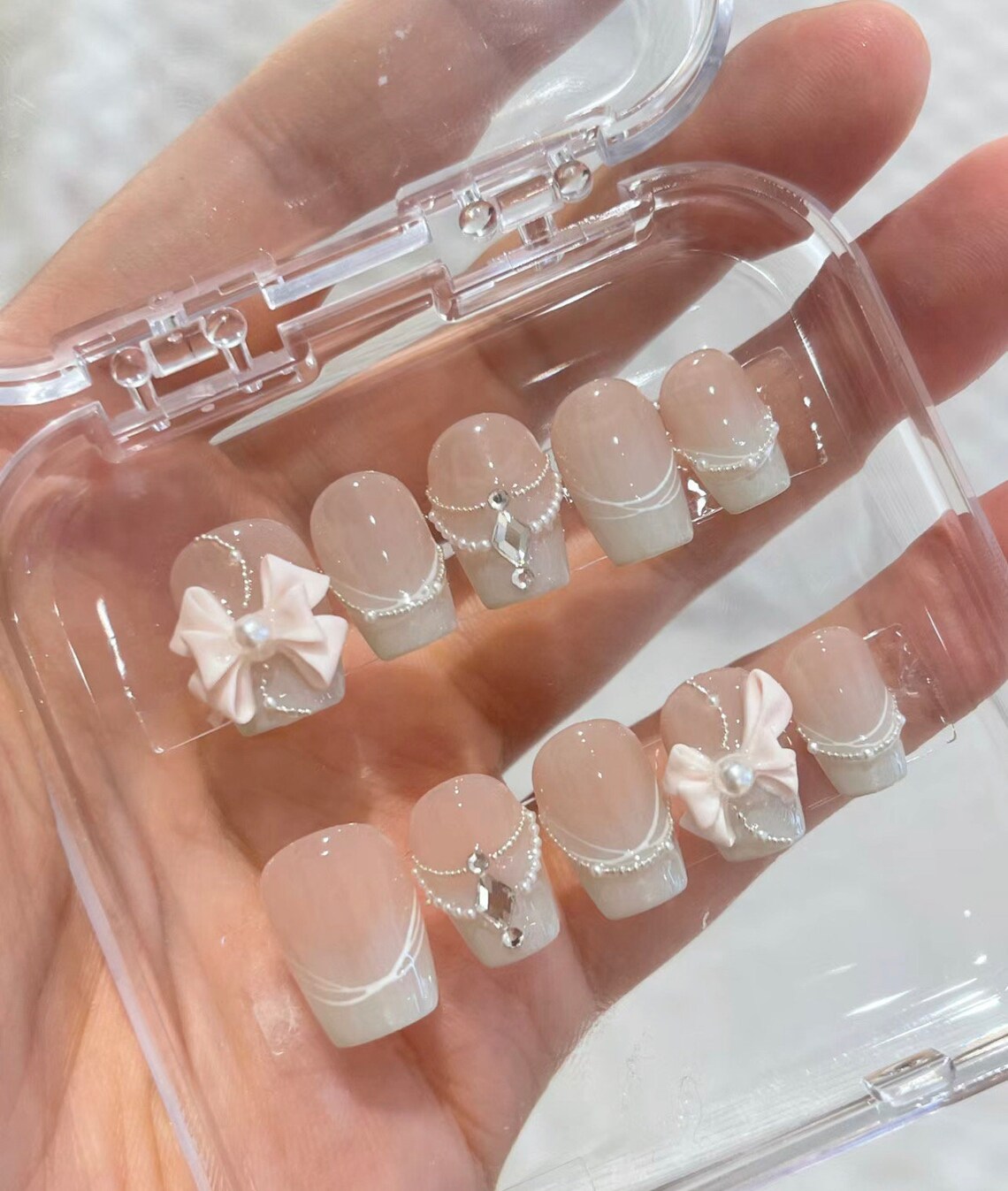 Reusable Simple French Press Nails, False Nails, Crystal Press Nails ...