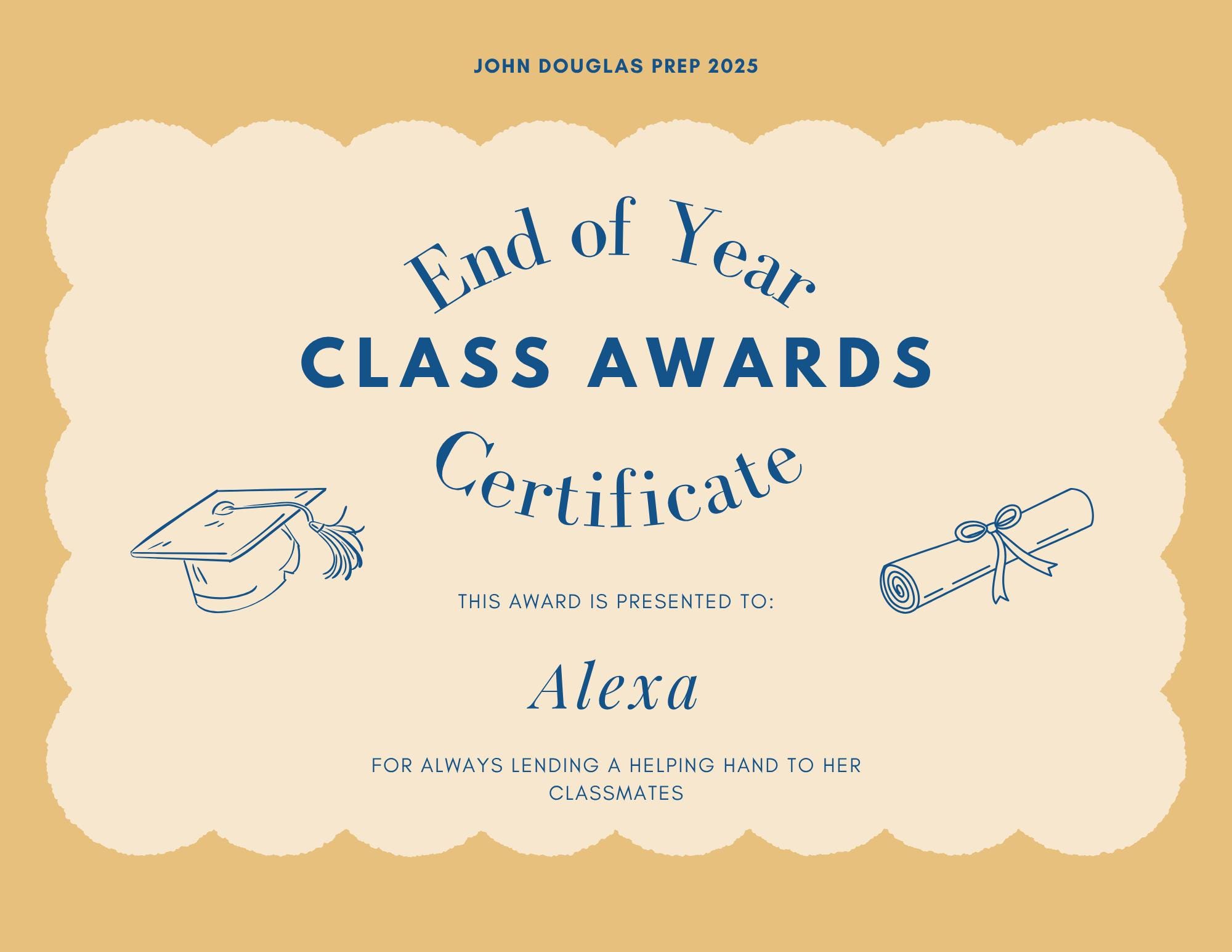 Editable Student Award Certificate: End of Year Class Awards (canva ...