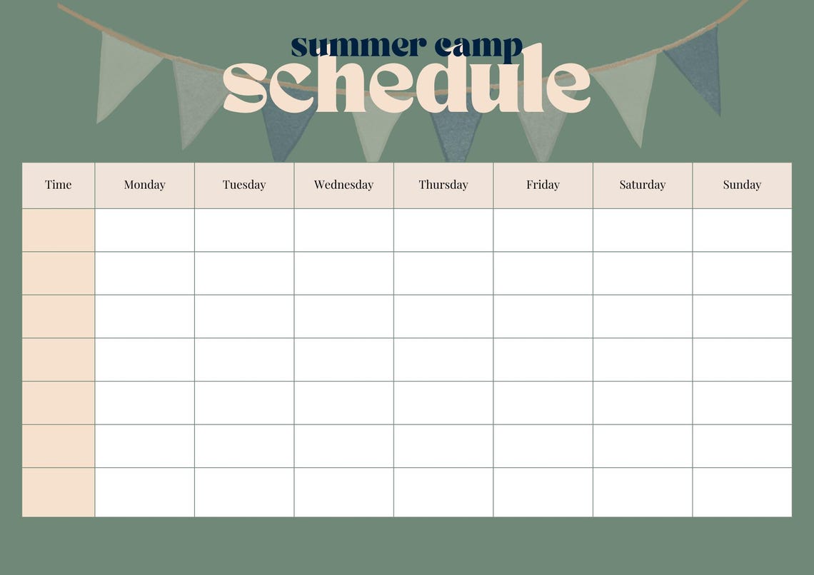 Editable Summer Camp Schedule Template: Canva Planner for Kids (digital ...
