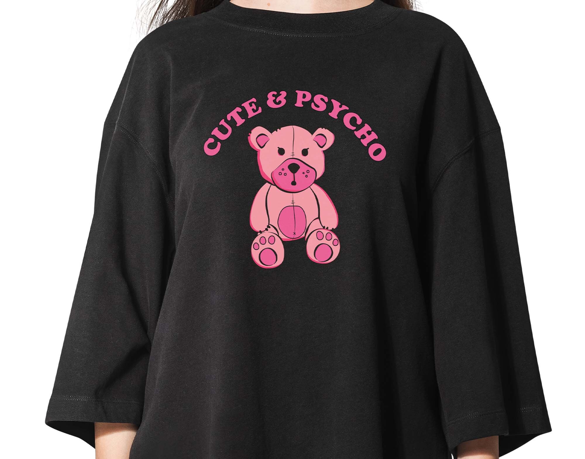 Trendy 'cute and Psycho' Teddy Bear Y2K Girly Aesthetic PNG Design ...
