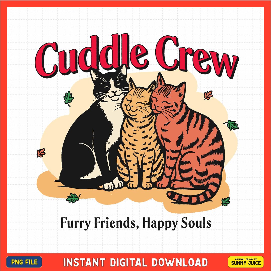 Cuddle Crew Cats PNG File | Vintage Aesthetic Retro Fun Cat Lover ...