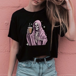 Iced Coffee Skeleton, PNG File, Gothic Trendy Vintage Aesthetic Design ...