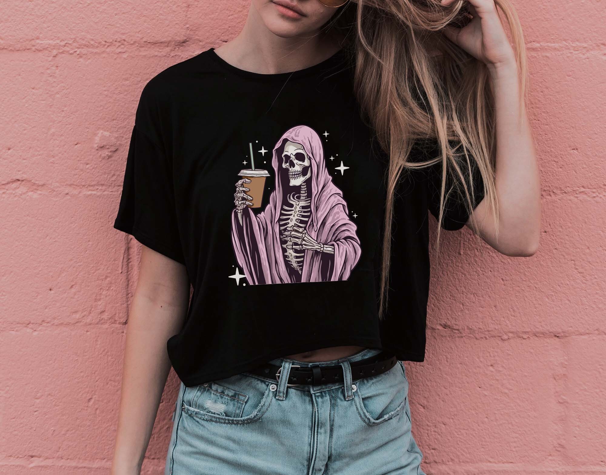 Iced Coffee Skeleton PNG File Gothic Trendy Vintage - Etsy