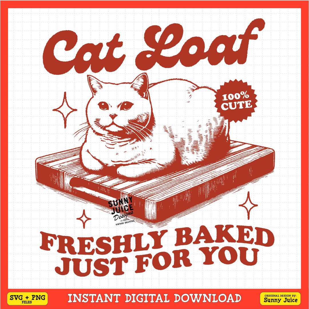 Cat Loaf Funny Cat, SVG PNG File, Trendy Vintage Retro Cat Lover Design ...