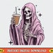 Iced Coffee Skeleton, PNG File, Gothic Trendy Vintage Aesthetic Design ...