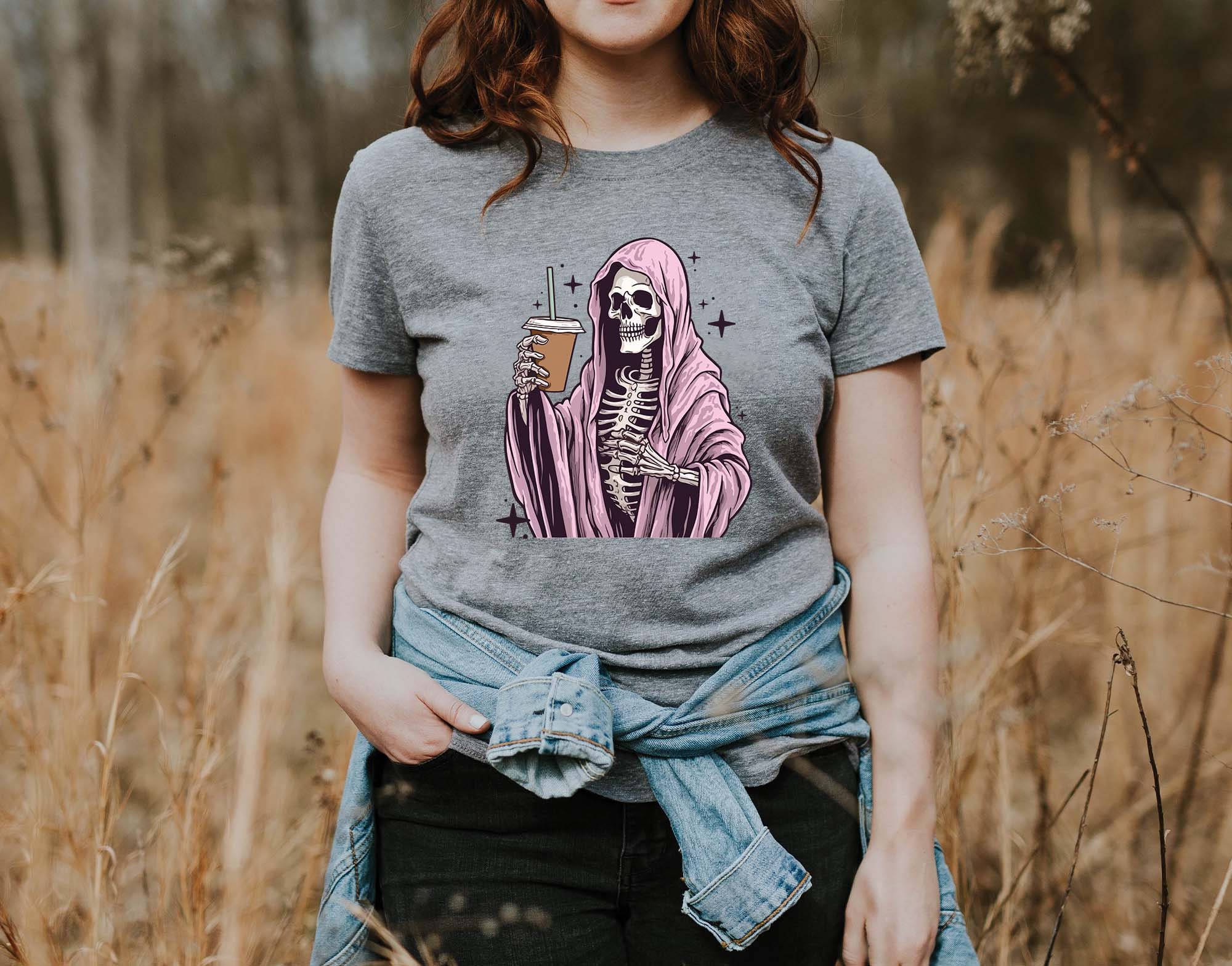 Iced Coffee Skeleton PNG File Gothic Trendy Vintage - Etsy