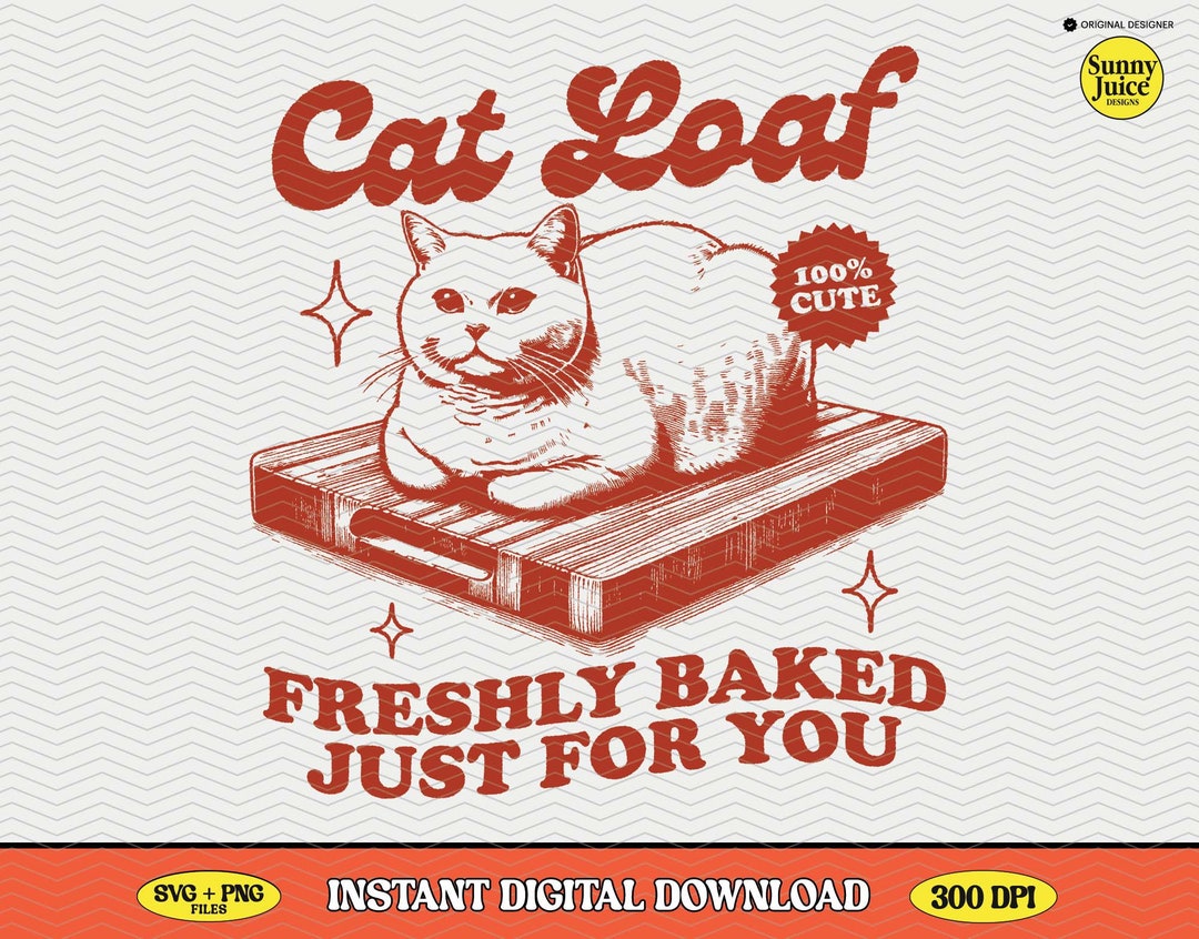 Cat Loaf Funny Cat, SVG PNG File, Trendy Vintage Retro Cat Lover Design ...