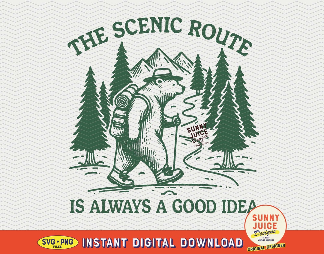 The Scenic Route is Always A Good Idea, SVG PNG File, Trendy Vintage ...