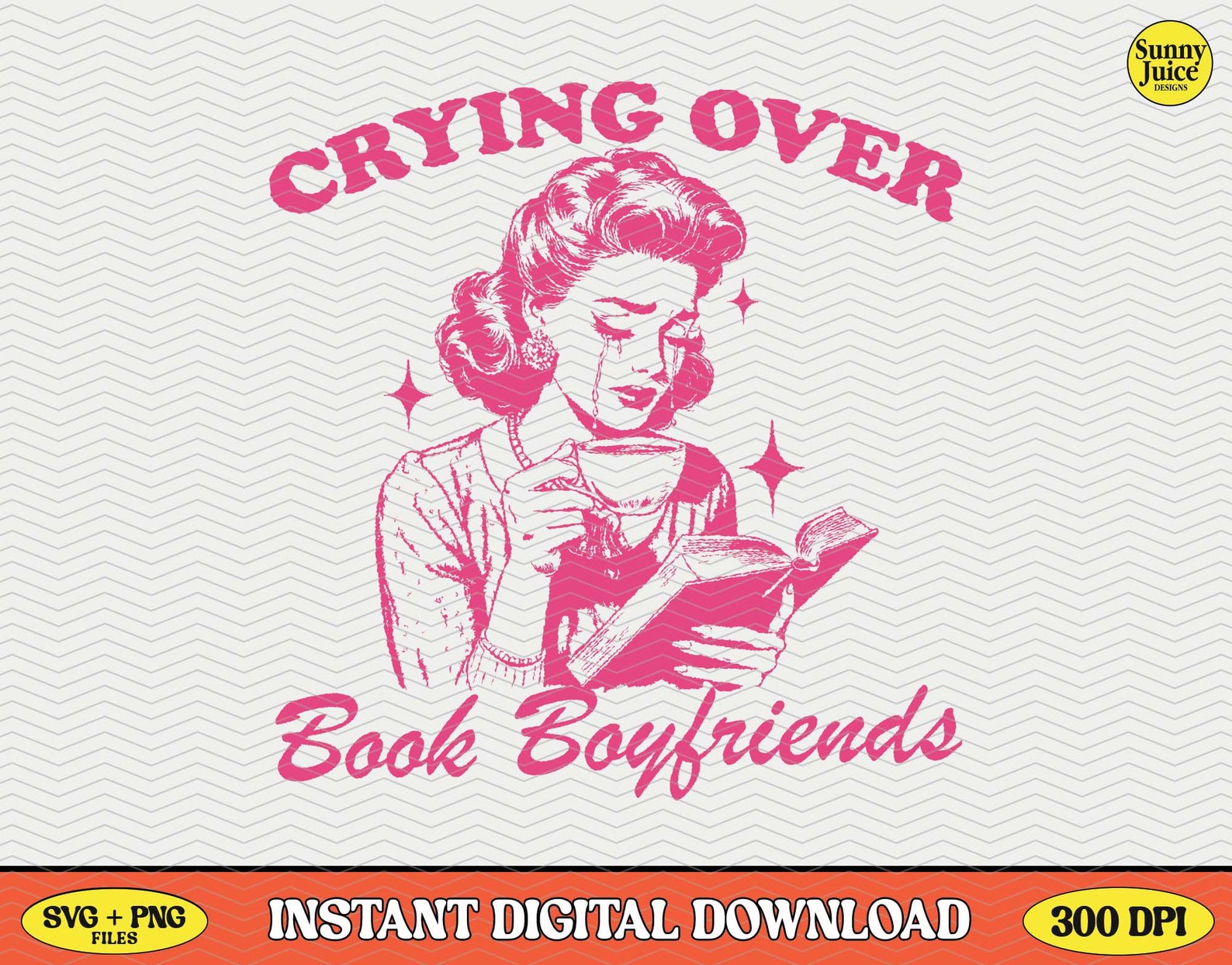 Crying Over Book Boyfriends, SVG PNG File, Trendy Vintage Bookish Retro ...