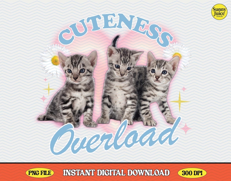 Trendy Cuteness Overload Y2K Tabby Cats Aesthetic PNG Design for Shirts ...