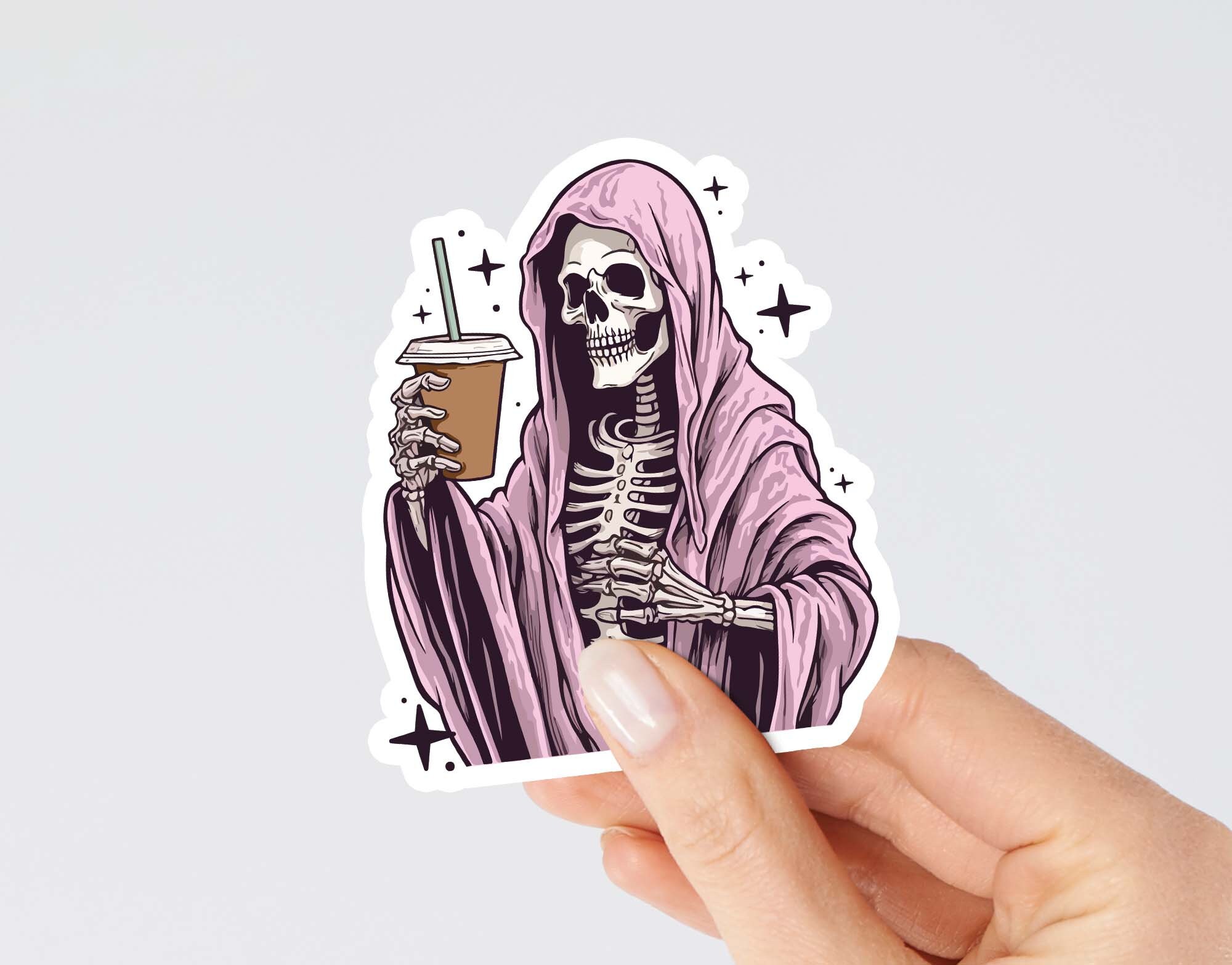 Iced Coffee Skeleton PNG File Gothic Trendy Vintage - Etsy