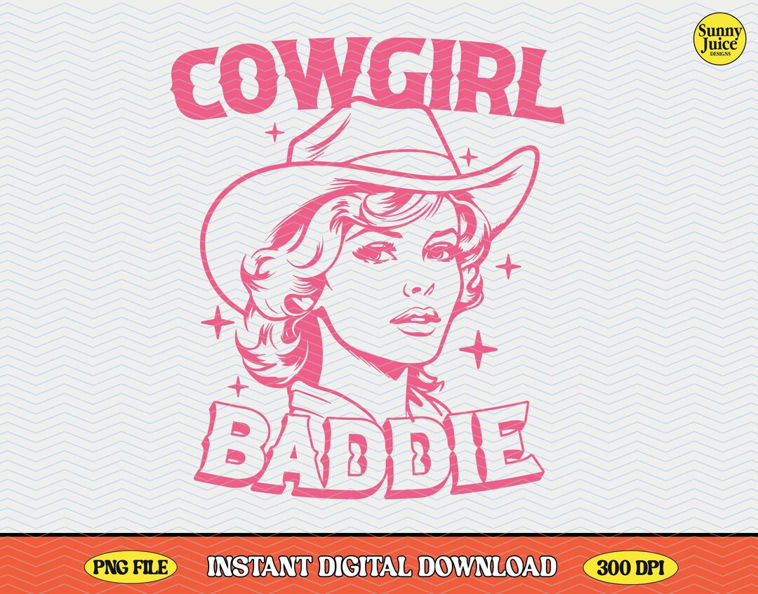 Trendy 'cowgirl Baddie' PNG File, Western Girly Aesthetic Retro Vintage ...