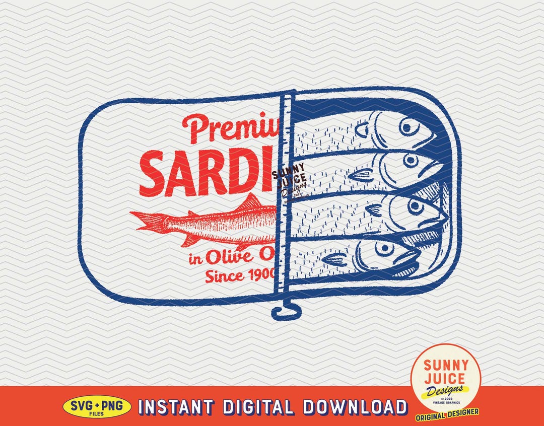 Tinned Sardines, Aesthetic SVG PNG File, Trendy Vintage Fisherman Core ...