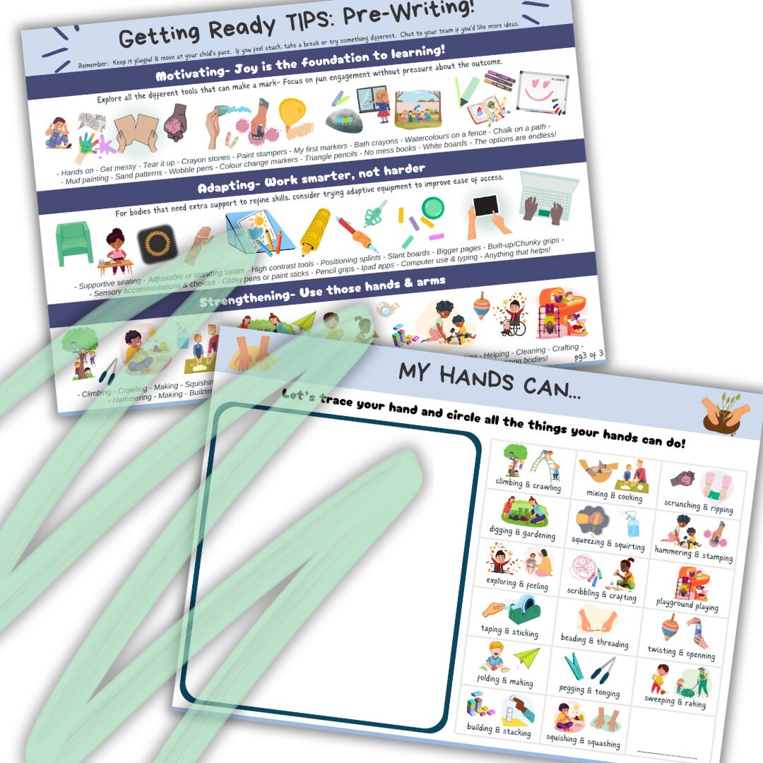 Pre-writing Skills Posters & Worksheet, Fine Motor, Seating, Hand ...