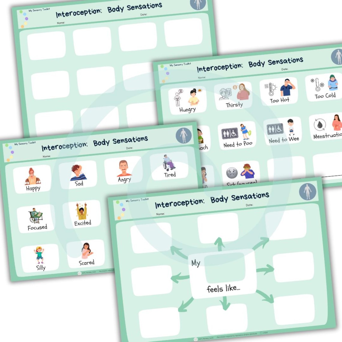 Body Sensations: Learning Worksheets, Cues, Energy, Interoception, Self ...