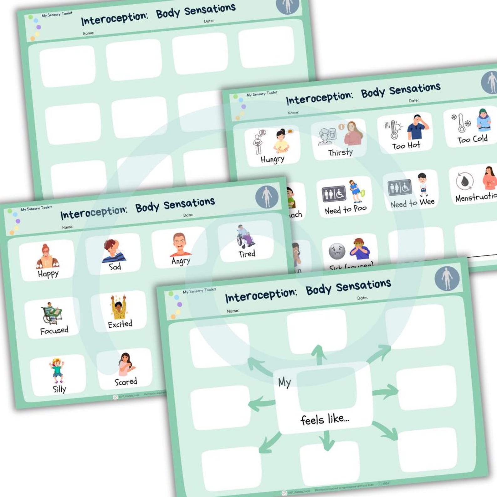 Body Sensations: Learning Worksheets, Cues, Energy, Interoception, Self ...