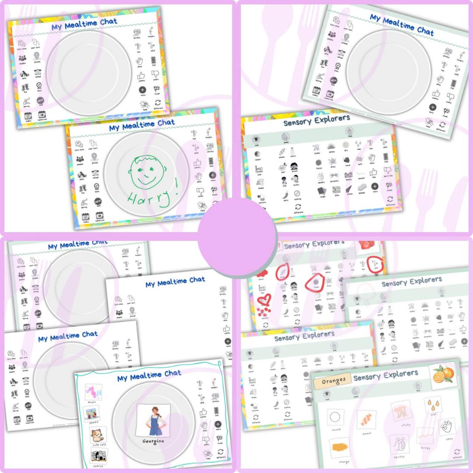 Mealtime Chat Placemats: Social Eating & Sensory Explorers, Noticing ...