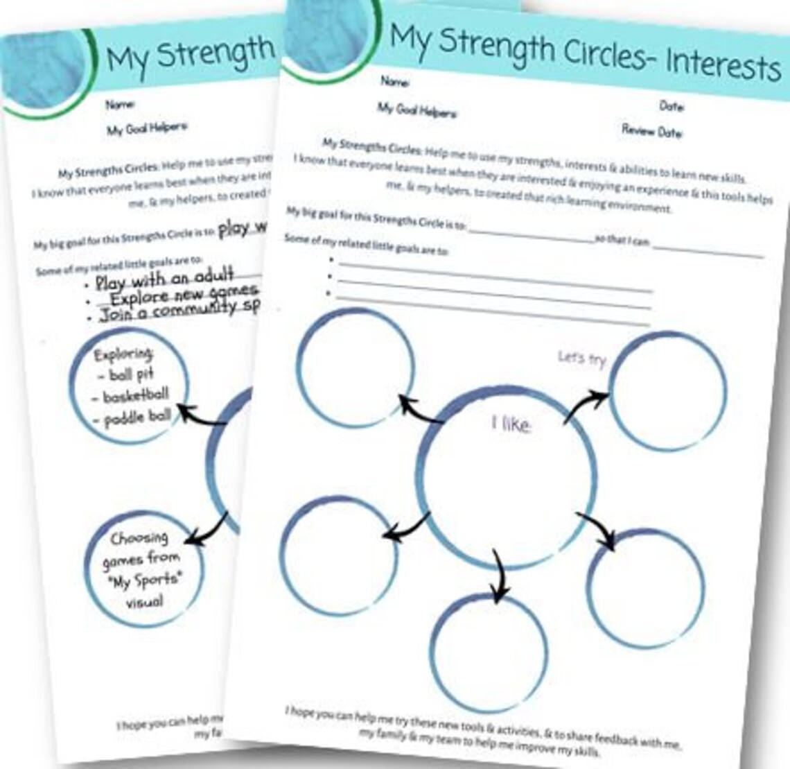 Strengths & Interests Goal Setting, My Strength Circles, Strengths ...