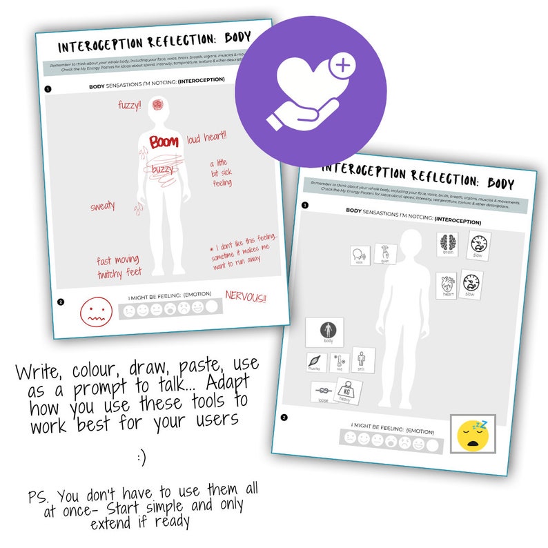 Interoception Reflection & Learning Tools 3, Body Sense, Energy, Self ...