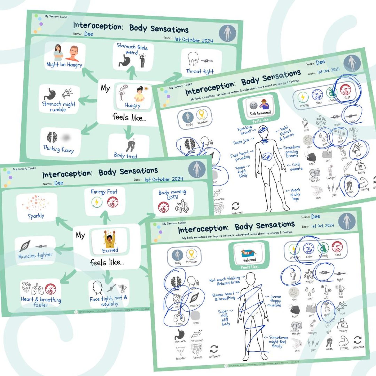 NEW Body Sensations: Learning Worksheets, Cues, Energy, Interoception ...