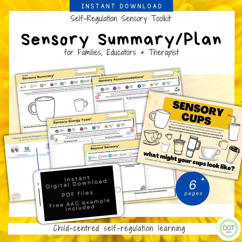 Sensory Summary Support Plans, Sensory Processing, Cups, Accommodations ...