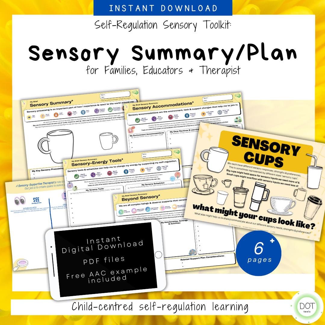 Sensory Summary Support Plans, Sensory Processing, Cups, Accommodations ...