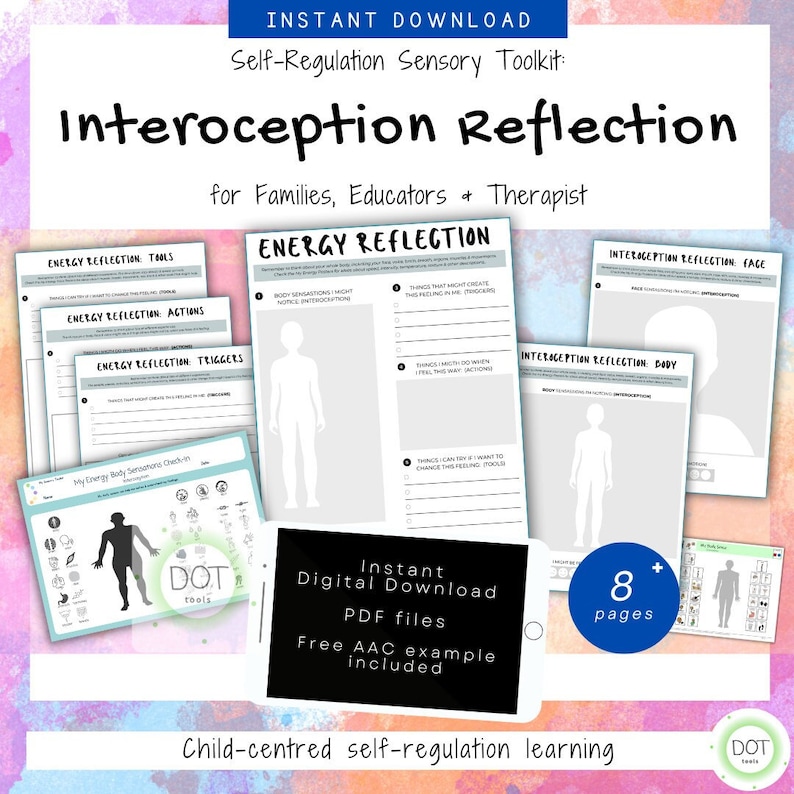 Interoception Reflection & Learning Tools 3, Body Sense, Energy, Self ...