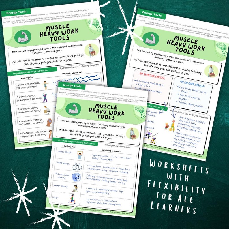 Heavy Work Tools Worksheets, Personalised Learning, OT, Proprioception ...