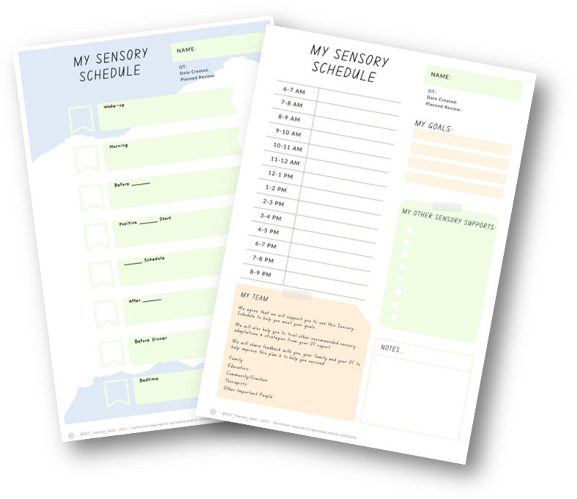 Sensory Diet Sensory Schedule Resources Self Regulation - Etsy