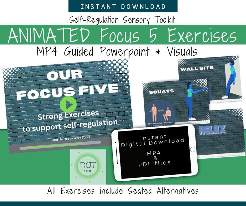 Animated Brain Break: Focus Five Strength Exercises, MP4, Self ...