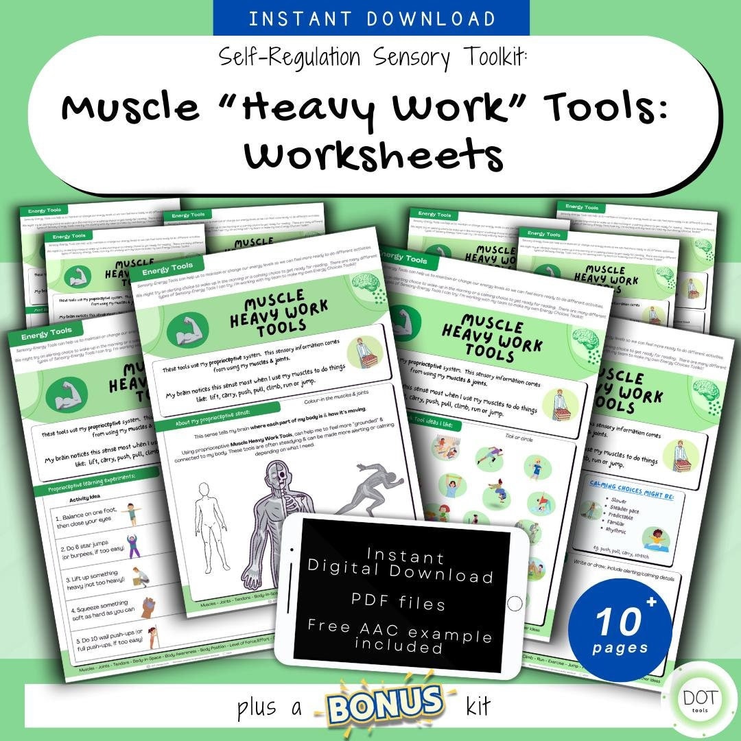 Proprioceptive Learning Worksheets, "heavy Work", Muscle Tools ...