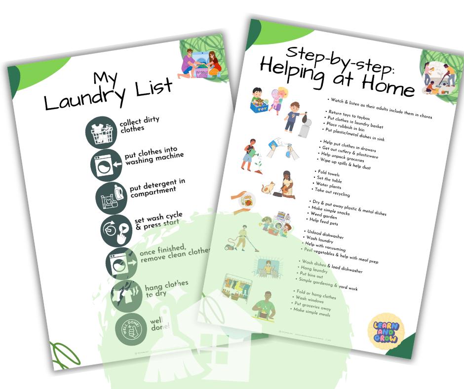 Life Skills: Cooking, Chores, Helping, Laundry, Meal Prep, Activities ...