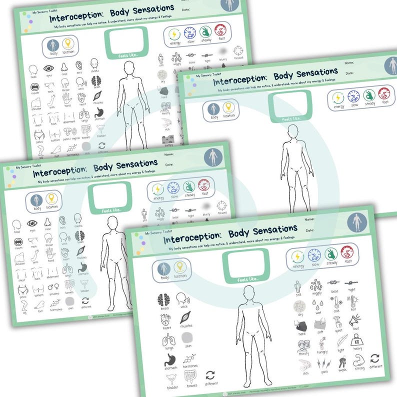 NEW Body Sensations: Learning Worksheets, Cues, Energy, Interoception ...