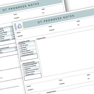 OT Progress Notes, Performance Skills, SOAP Notes, Children, Paediatric ...