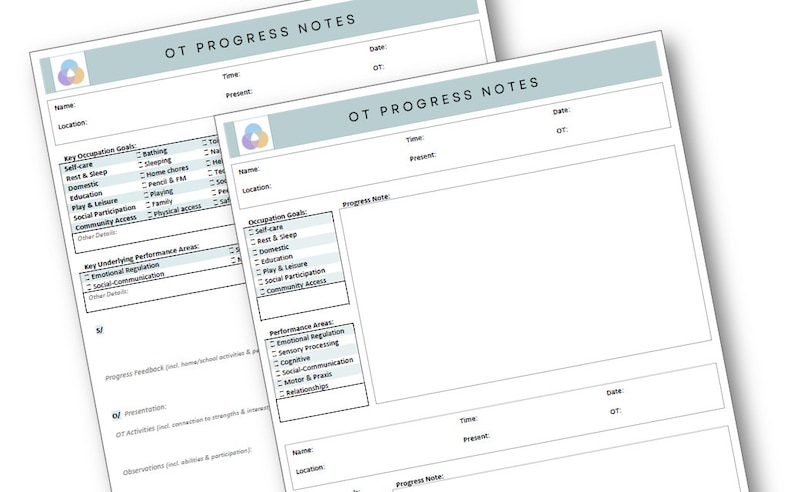 OT Progress Notes, Performance Skills, SOAP Notes, Children, Paediatric ...