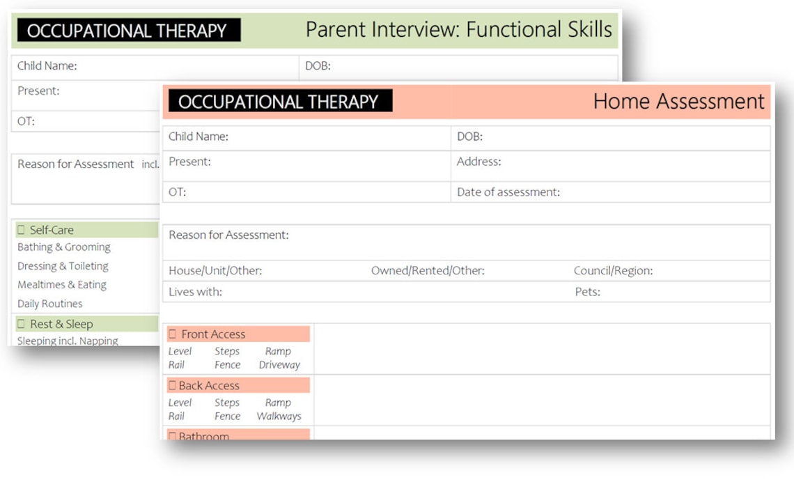 Paediatric OT Assessments Home ADL School Parent - Etsy