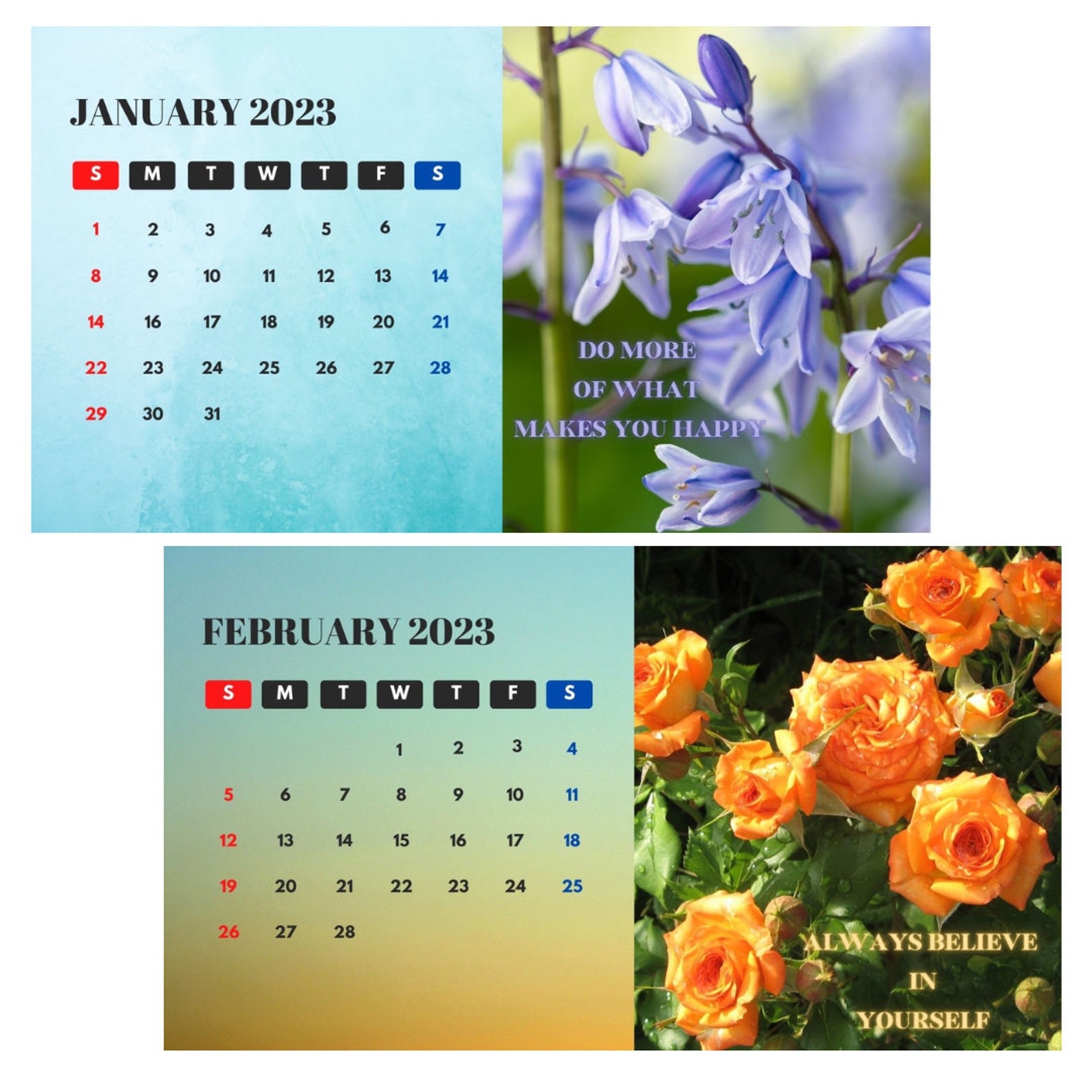 Editable 2023 Calendar, Digital Calendar, Cute, Printable Calendar ...