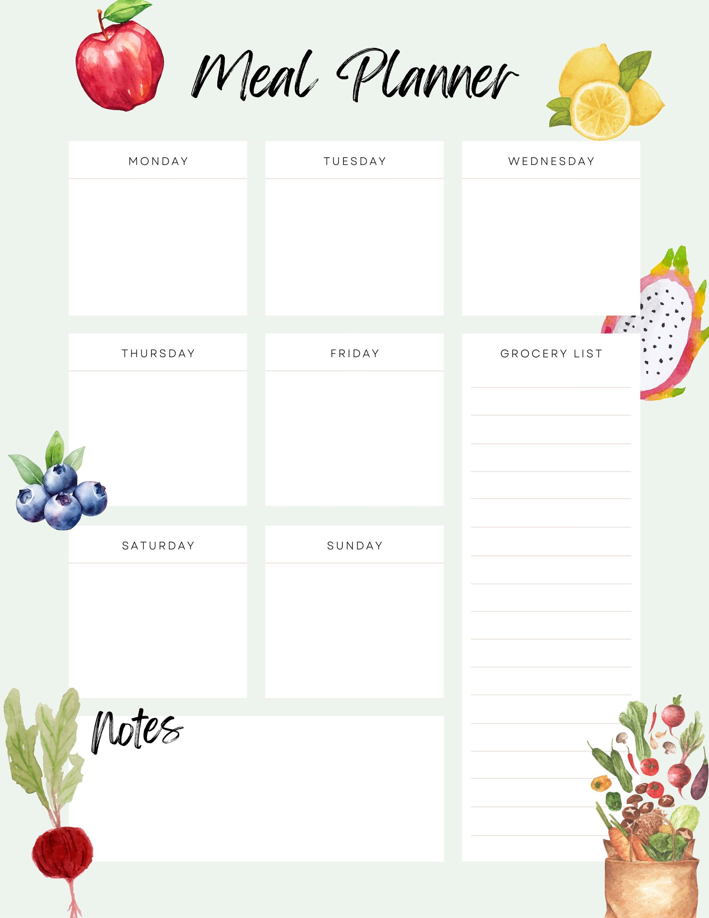 Digital Meal Planner | Instant Download - Etsy