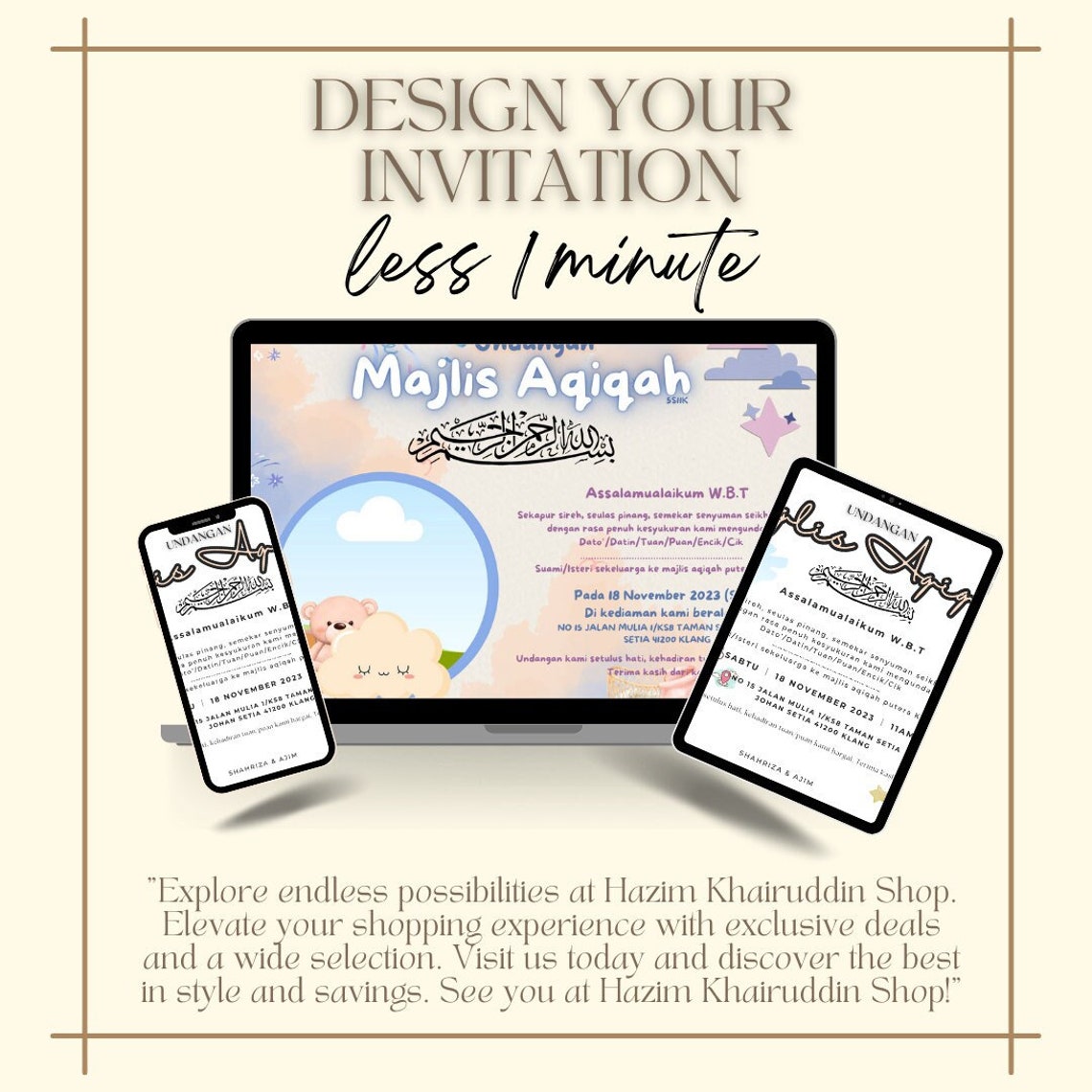 Editable Printable Invitation Card for Programme Majlis Aqiqah - Etsy