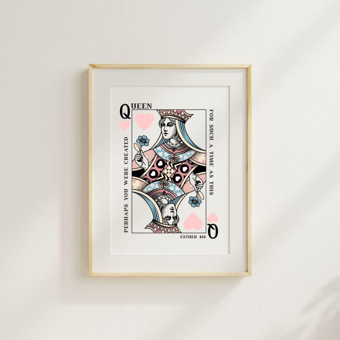 Queen of Hearts Poster for Teens, Subtle Christian Wall Art, Bible ...