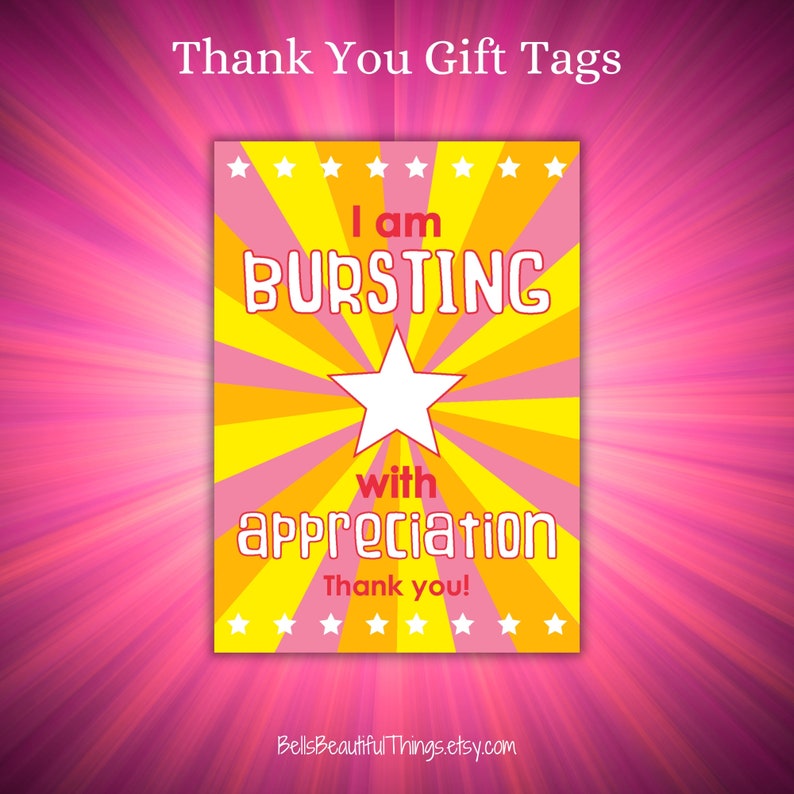 Starburst Candy Thank You Gift Tags Appreciation Favor Tags Teacher End ...