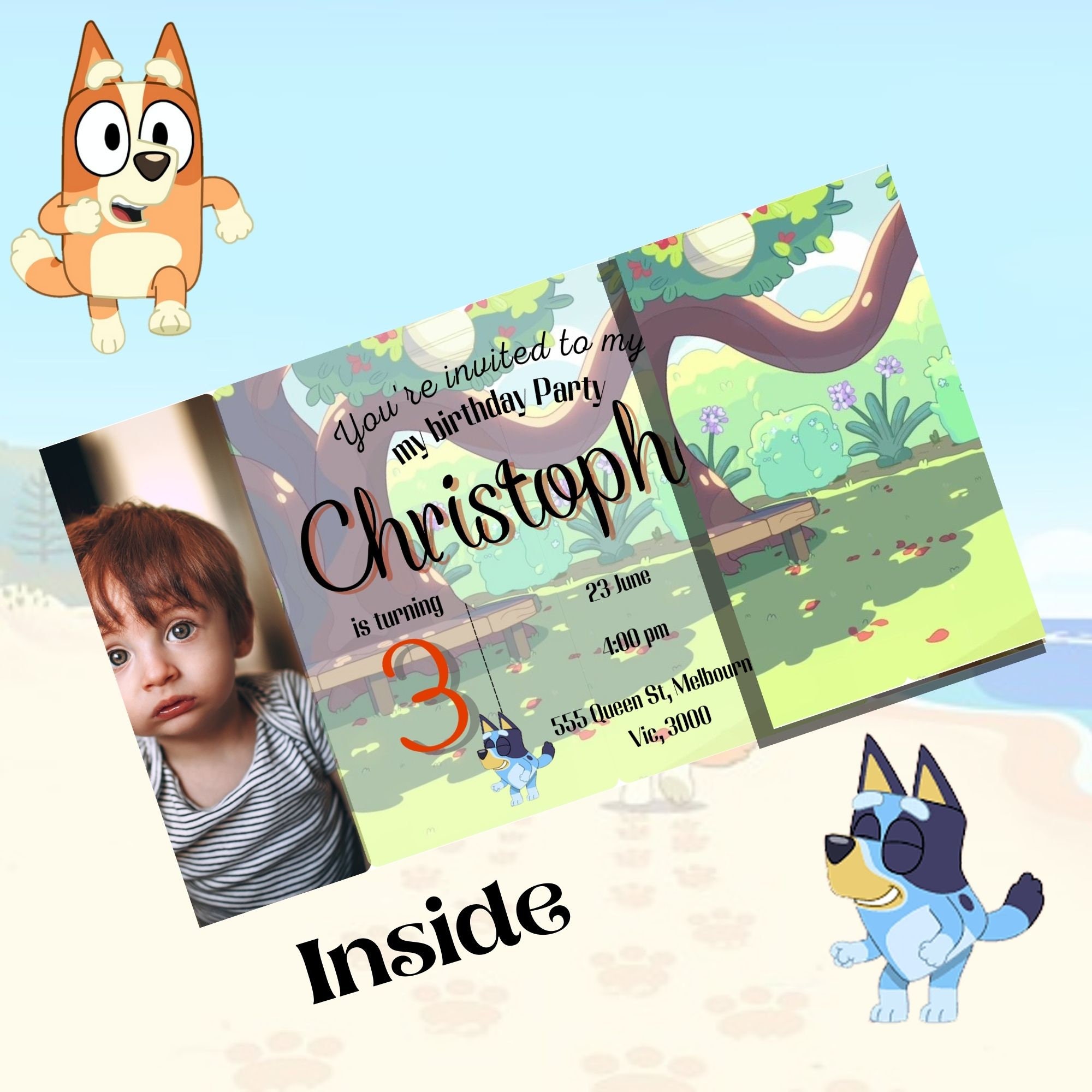 Printable Invitation for a Children's Party With the Design of Bluey ...