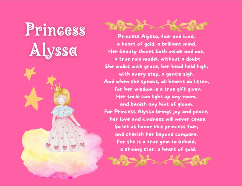 PERSONALIZED PRINCESS BEDTIME Book Poetry, Nursery Rhymes and ...